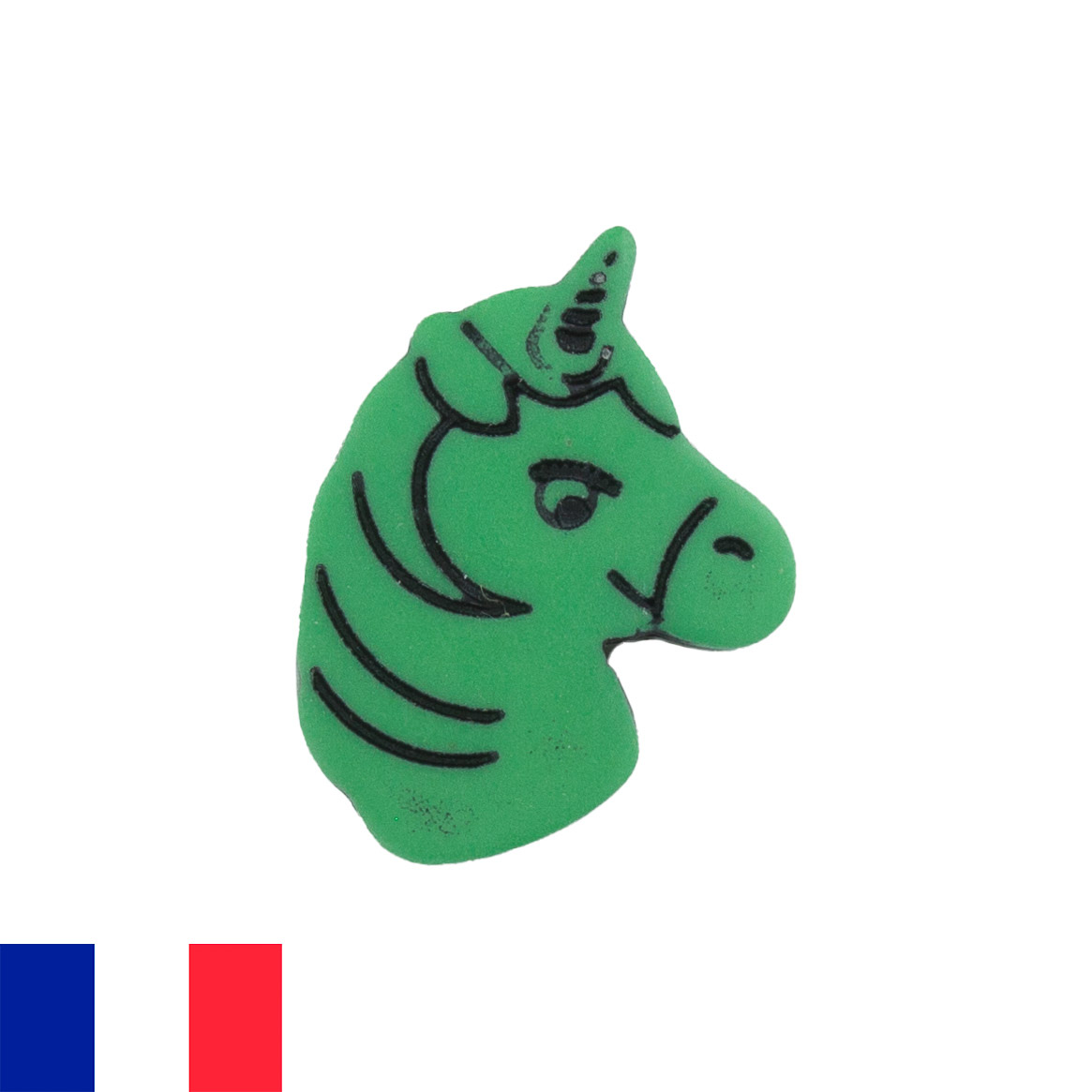 Bouton licorne vert - 3B COM